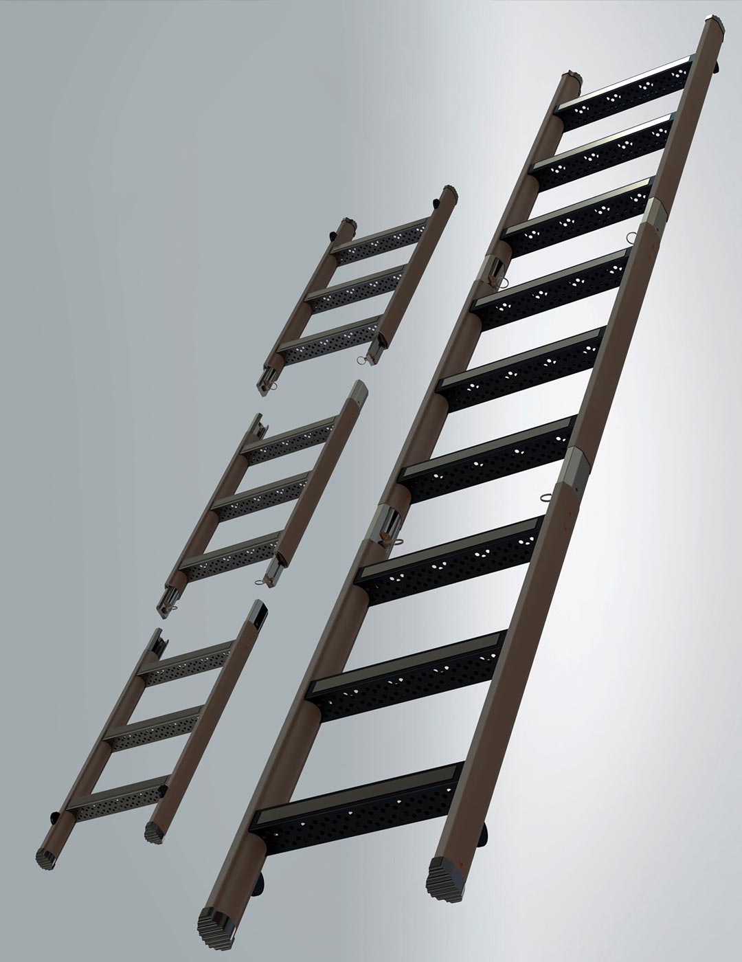 Custom-designed Sectional Aluminum Ladder for Vertical and Horizontal ...